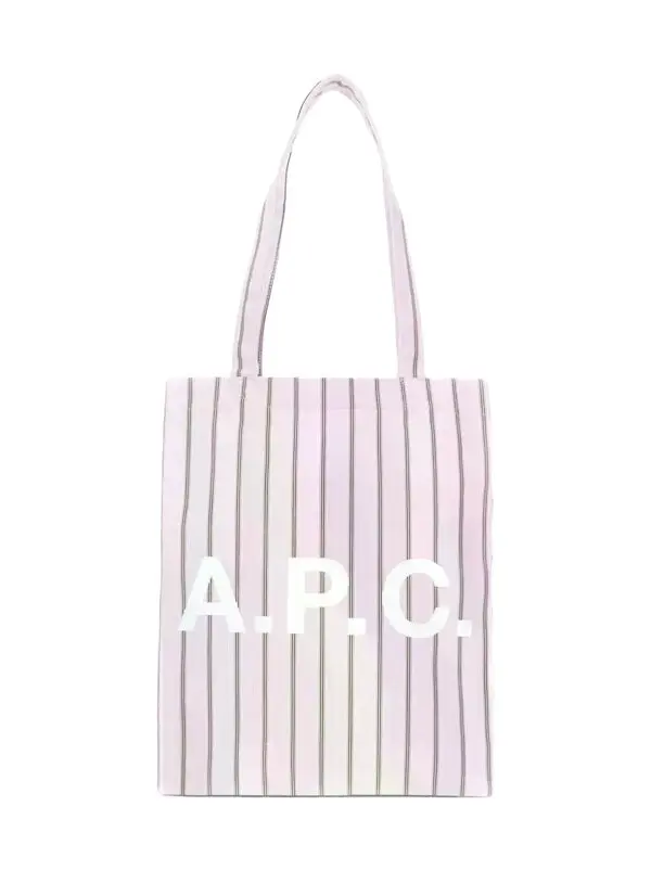 A.p.c. Striped Logo Print Tote Bag - Pink