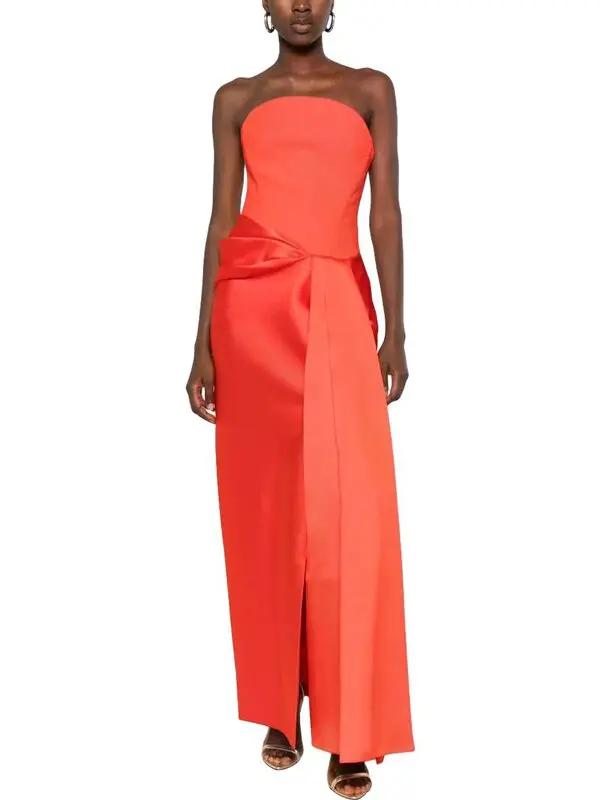 Solace London Strapless Draped Maxi Dress - Red