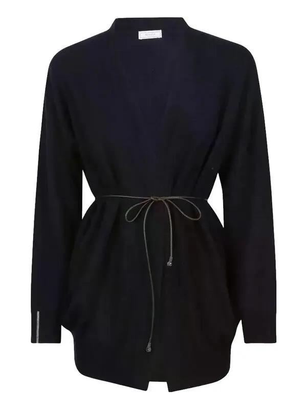 Peserico Belted Wrap-front Sweater With V-neck - Blue