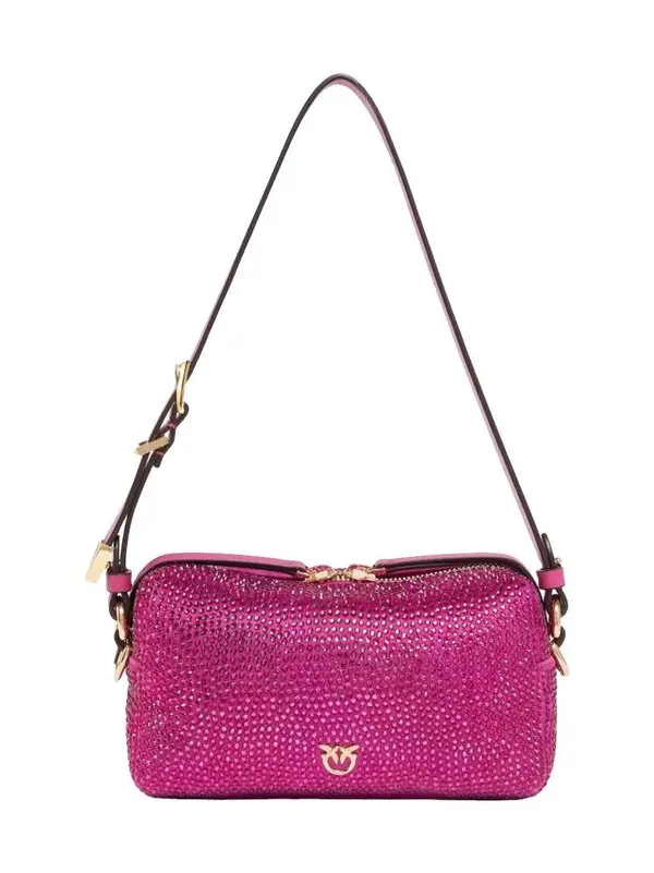 Pinko Mini Full Strass Boston Shoulder Bag - Pink