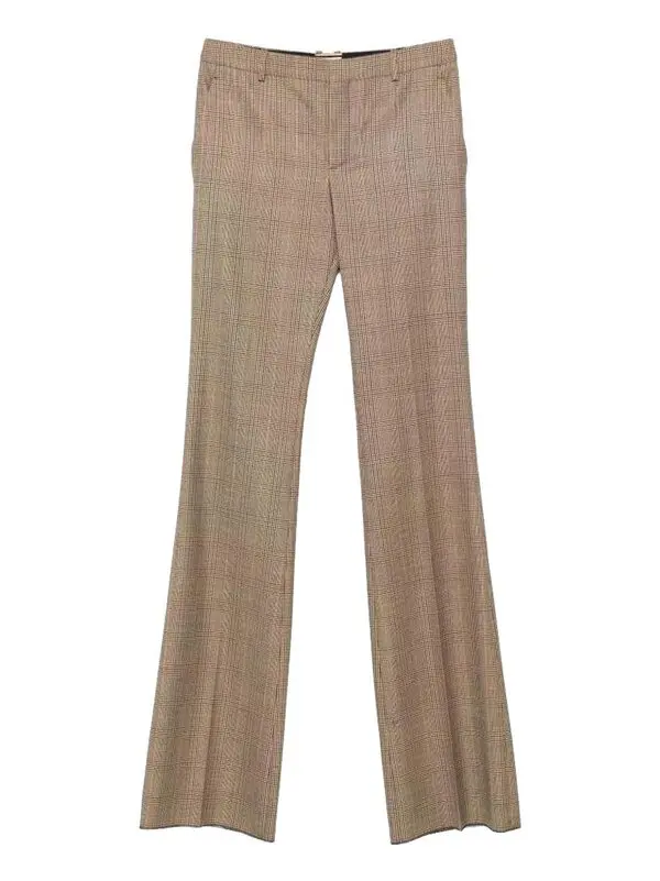 Saint Laurent Check-pattern Flared Trousers - Brown