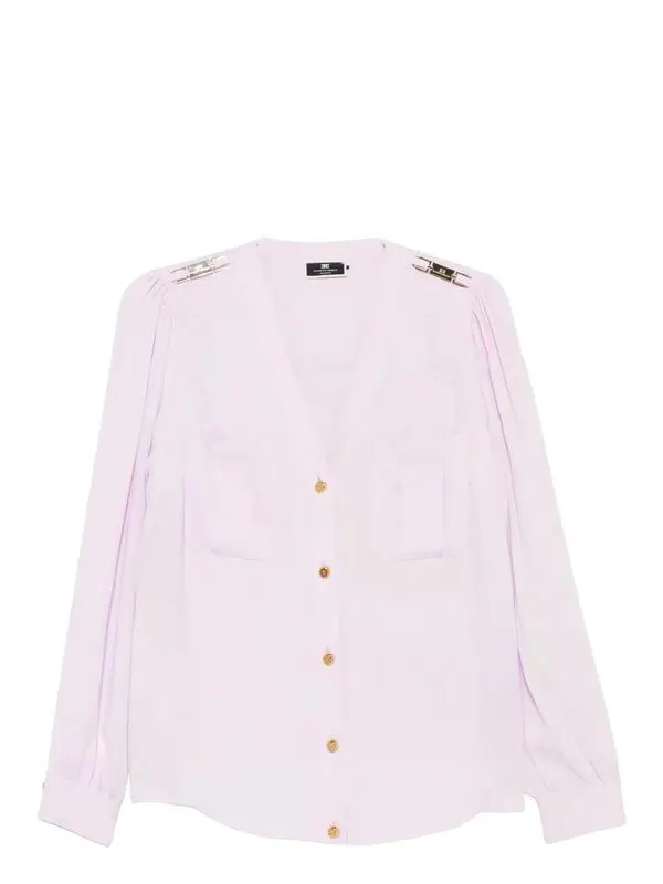Elisabetta Franchi V-neck Button-up Blouse With Epaulettes - Pink