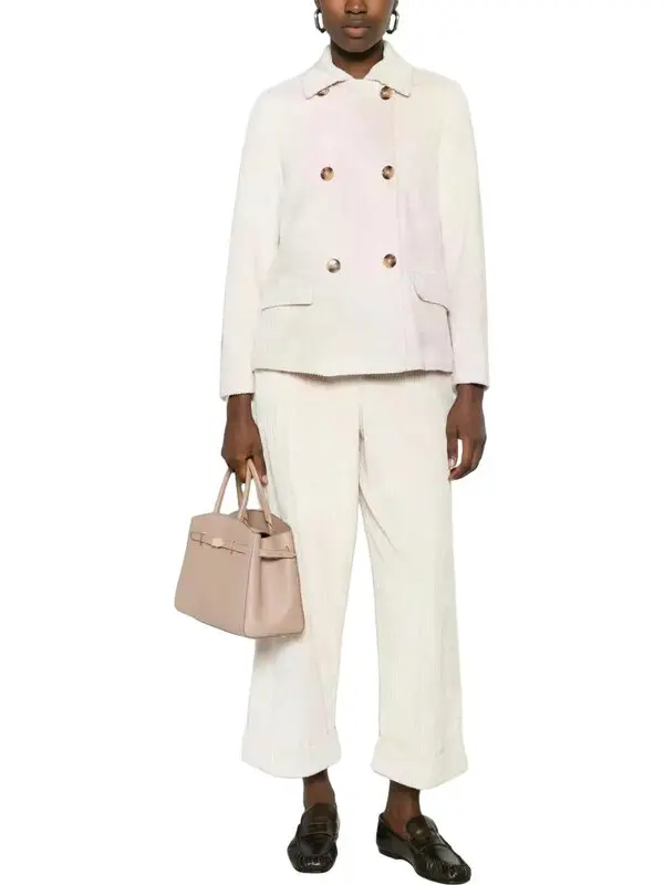 KILTIE Double-breasted Corduroy Blazer - Neutrals