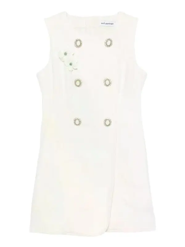 SELF-PORTRAIT Embellished Double-breasted Mini Dress - Neutrals
