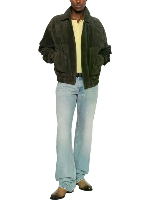Saint Laurent Suede Bomber Jacket - Green