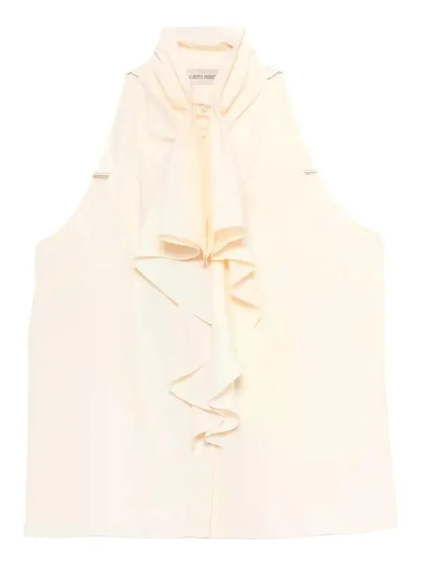 Alberta Ferretti Ruffled Halterneck Top - Neutrals