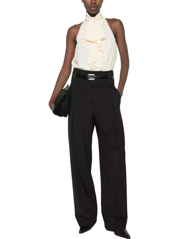 Alberta Ferretti Sleeveless Ruffled Halterneck Top - Neutrals