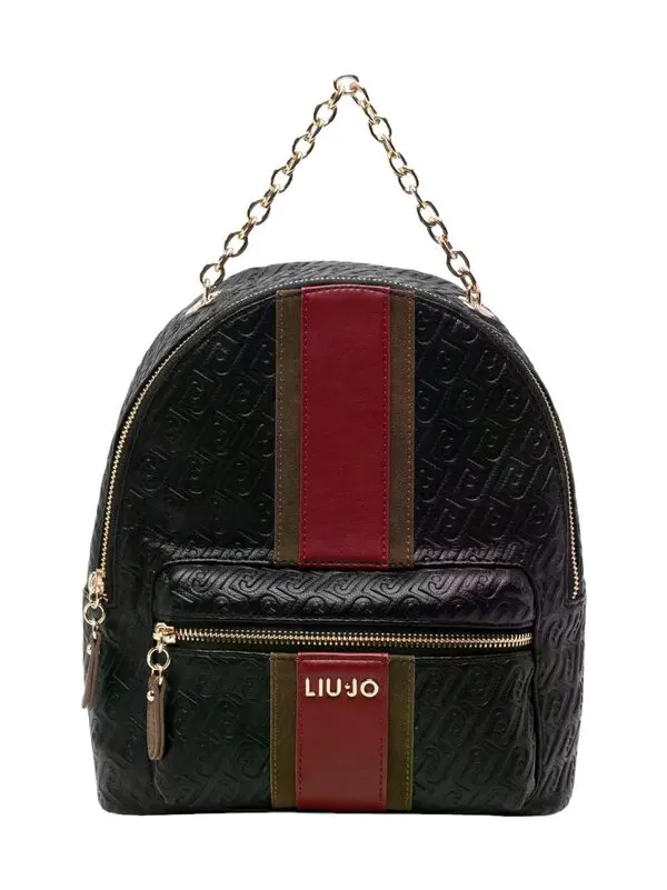 Liu Jo Logo-embossed Striped Backpack - Black