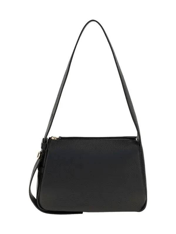 Tory Burch Small Romy Pebbled Leather Shoulder Bag - Black
