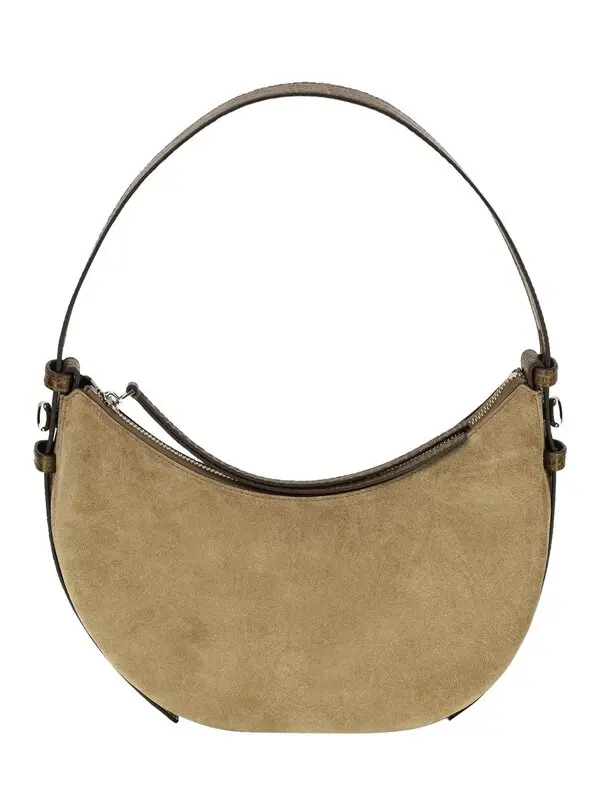 Tory Burch Romy Suede Crescent Shoulder Bag - Beige