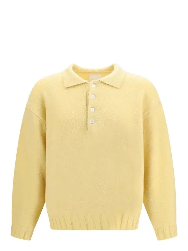 FOUND Long Sleeve Polo Sweater - Yellow