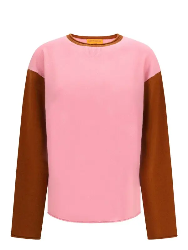 Guest In Residence Oversized Cashmere Baseball Crew Sweater - Pink