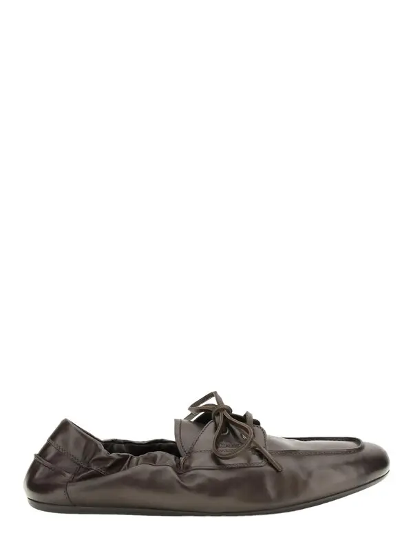 Prada Aged Leather Lace-up Sneakers - Brown