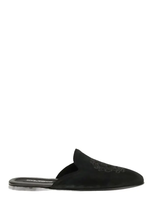 Dolce & Gabbana Calfskin Leather Mules - Black