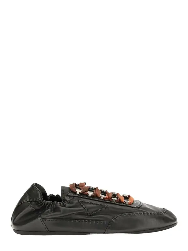 Prada Collapse Aged Nappa Leather Sneakers - Black