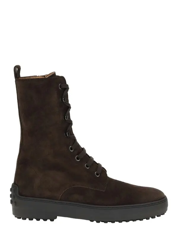TOD'S Suede Leather Lace-up Ankle Boots - Brown