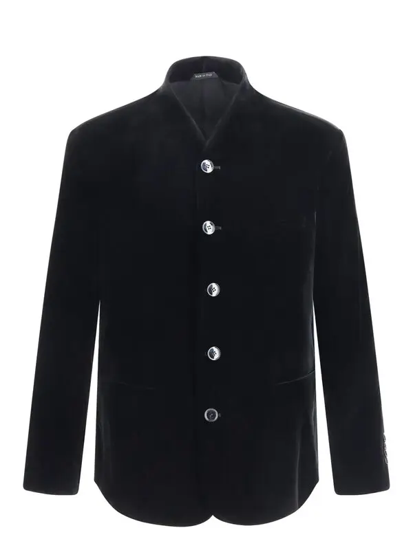 Giorgio Armani Blazer One Shot In Stretch Viscose And Cupro Velvet - Black