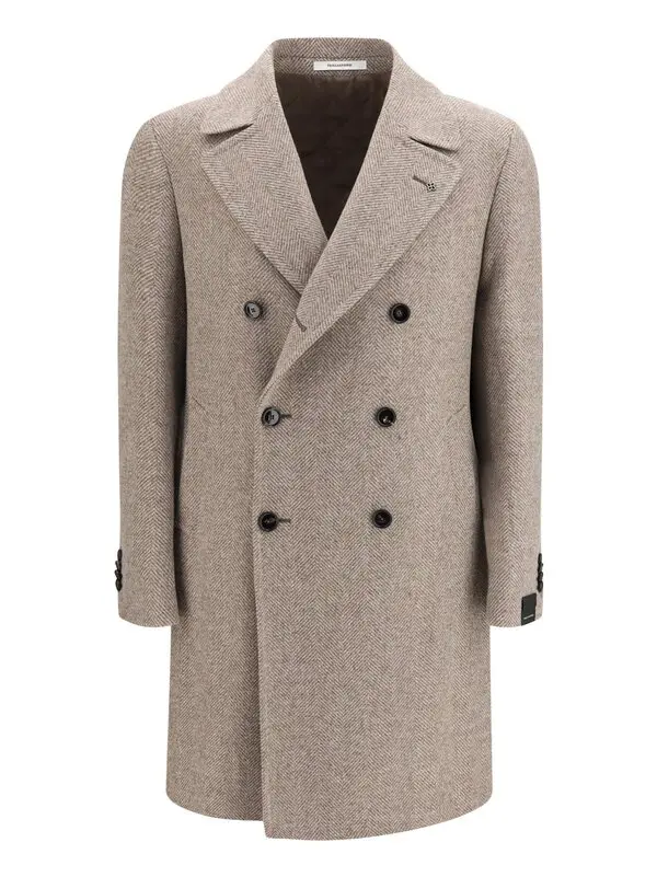Tagliatore Double-breasted Chevron Coat - Beige