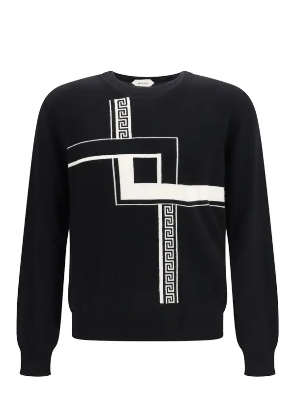 Versace Greca Incrocio Sweater - Black