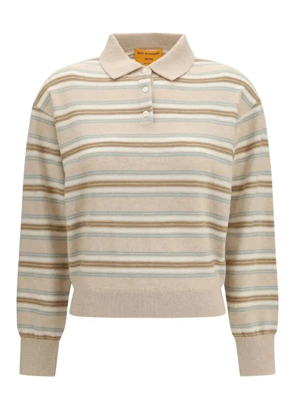 Guest In Residence Striped Polo Sweater - Beige