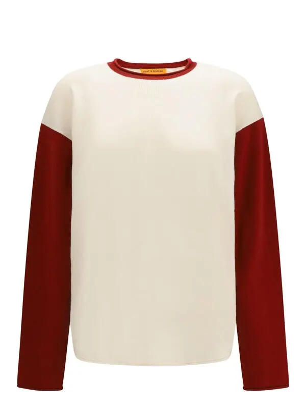 Guest In Residence Baseball Oversized Crew Sweater - White