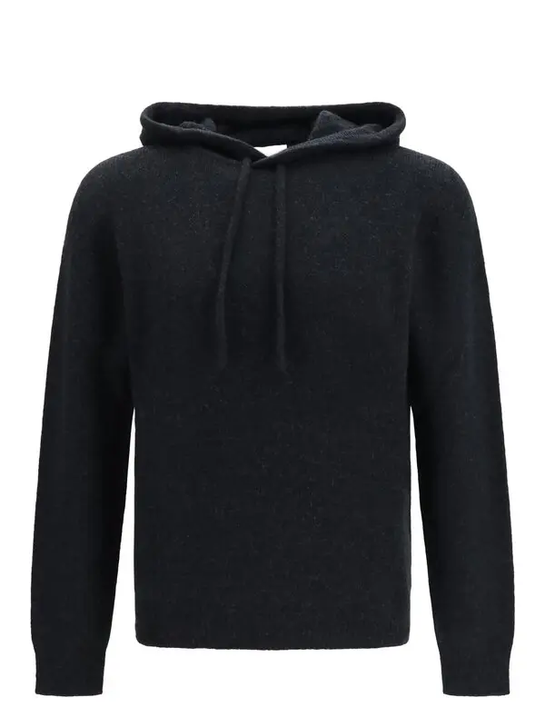 ROBERTO COLLINA Ribbed Knit Hooded Sweater - Black