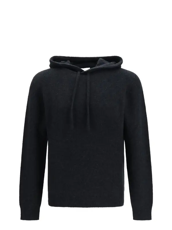 ROBERTO COLLINA Ribbed Knit Hooded Sweater - Black