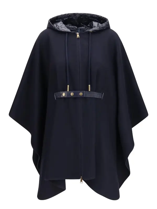 Moncler Padded Wool Blend Cape - Blue