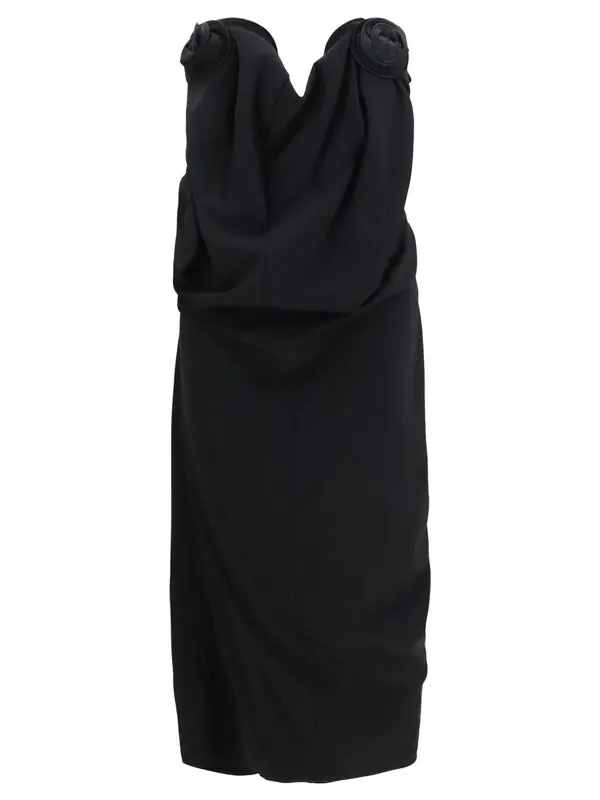 Magda Butrym Draped Dress With Sculptural Floral Details - Black