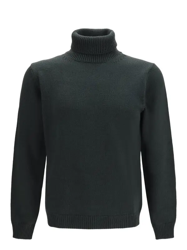 ROBERTO COLLINA Ribbed Wool Turtleneck Sweater - Green