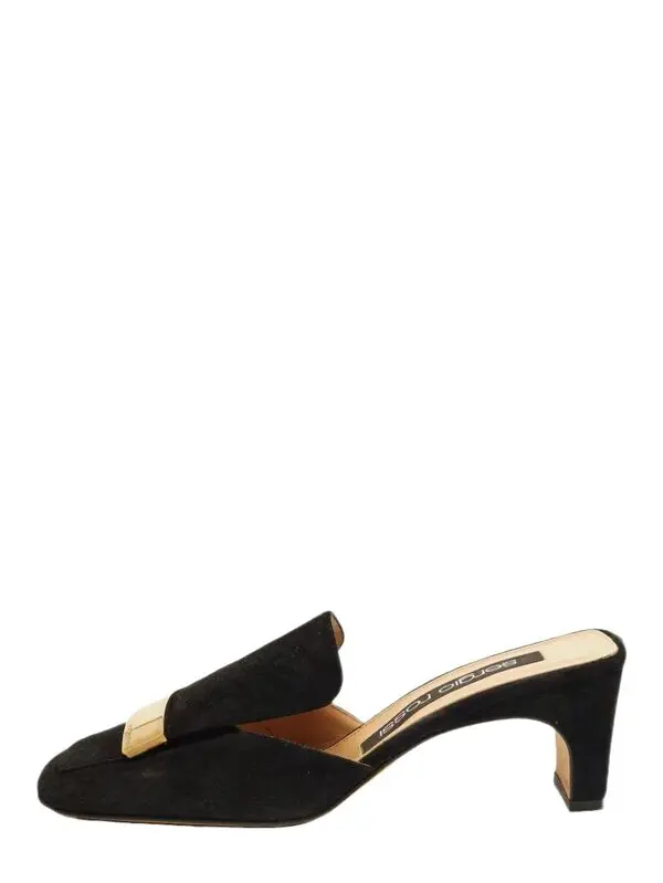SERGIO ROSSI Sr1 Suede Heeled Mules - Black