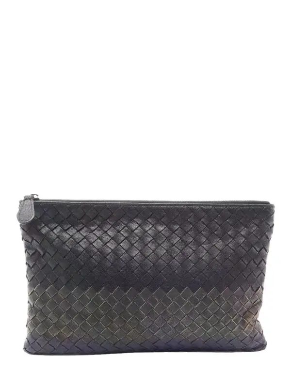 Bottega Veneta 2000s Intrecciato Clutch Bag - Black