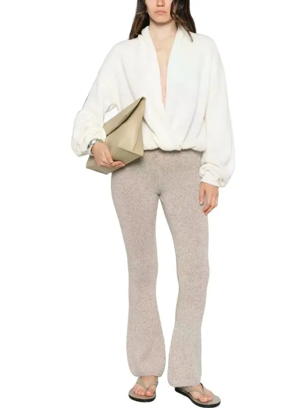ELY ELY Marl Knit Flared Trousers - Neutrals