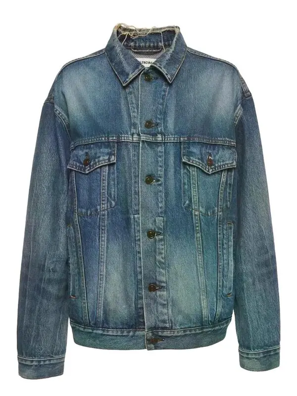 Balenciaga Logo-print Denim Jacket - Blue