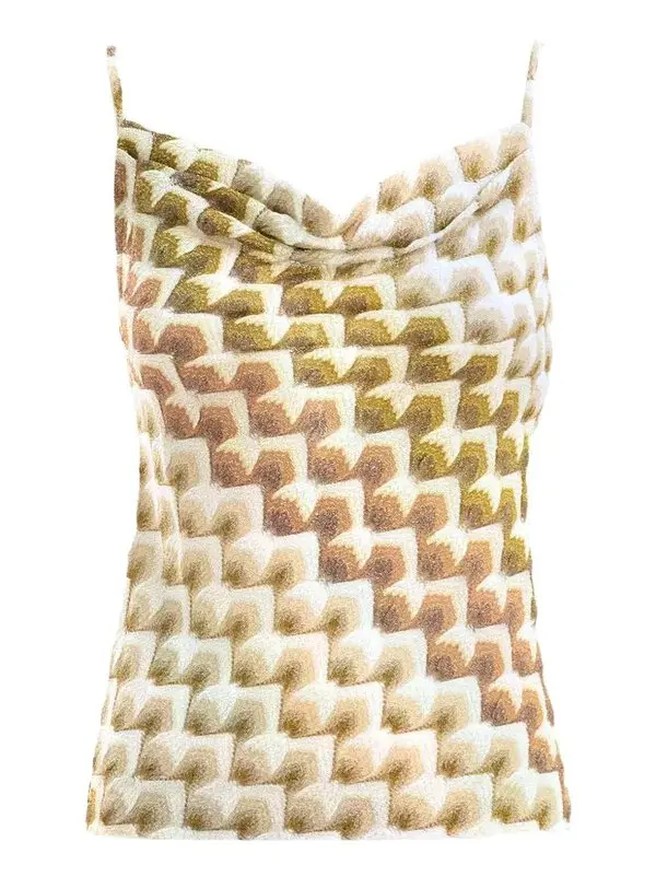 Missoni Lace Motif Top With Draped Neckline - Neutrals