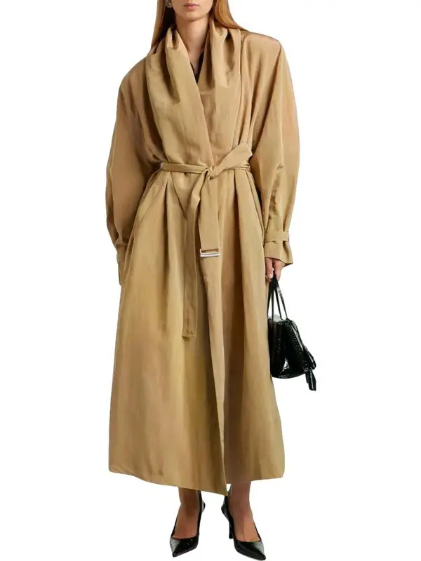 Magda Butrym Belted Shawl-collar Trench Coat - Neutrals