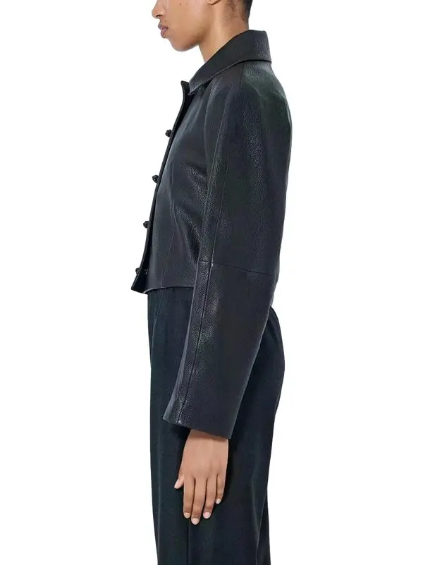 RÓHE Cropped Leather Jacket - Black