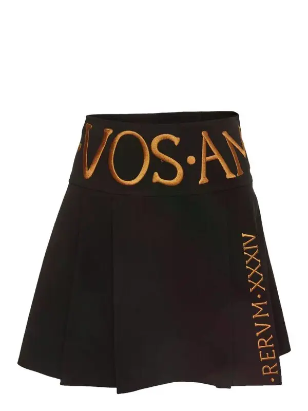 Moschino Embroidered-logo Pleated Mini Skirt - Black