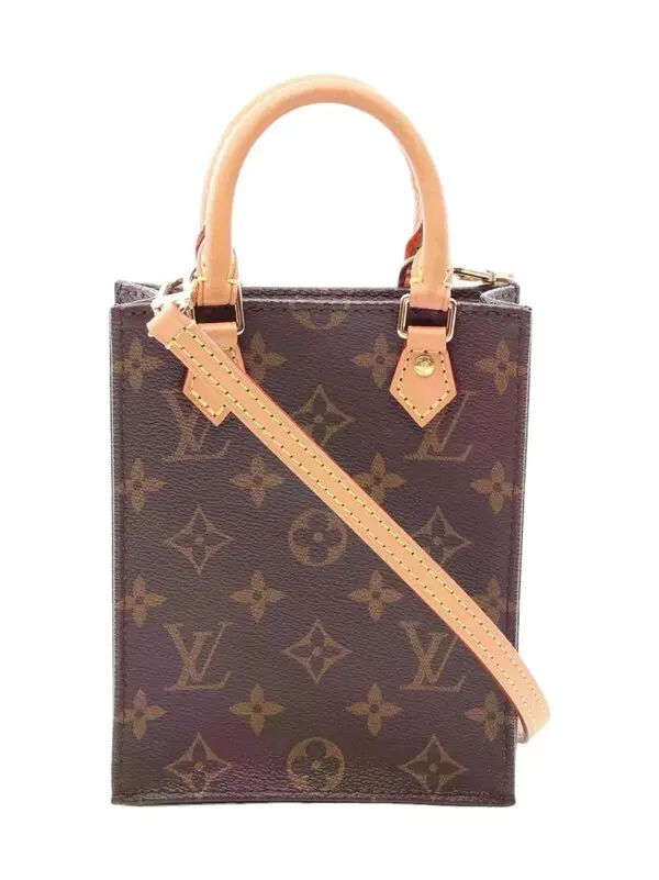 LOUIS VUITTON Petite Sac Plat Monogram Handbag - Brown