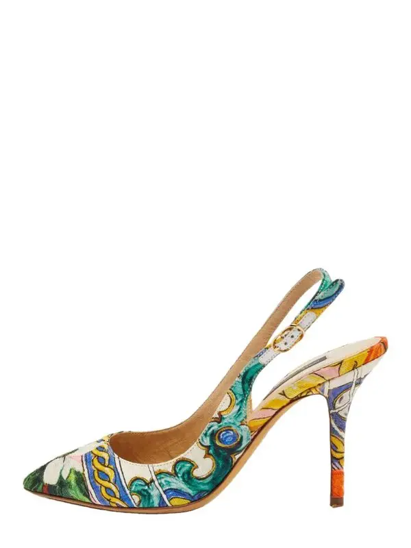 Dolce & Gabbana Floral Print Slingback Pumps - Neutrals