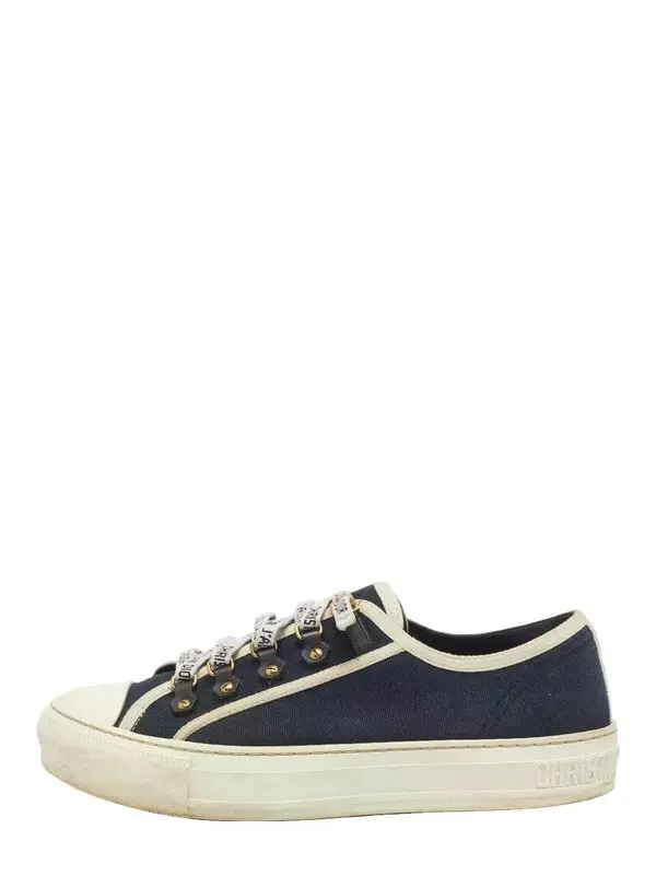 Dior Navy Logo Print Lace-up Sneakers - Blue