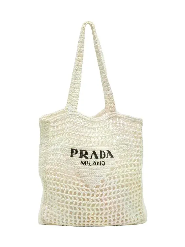 Prada Crochet-construction Tote Bag - Neutrals
