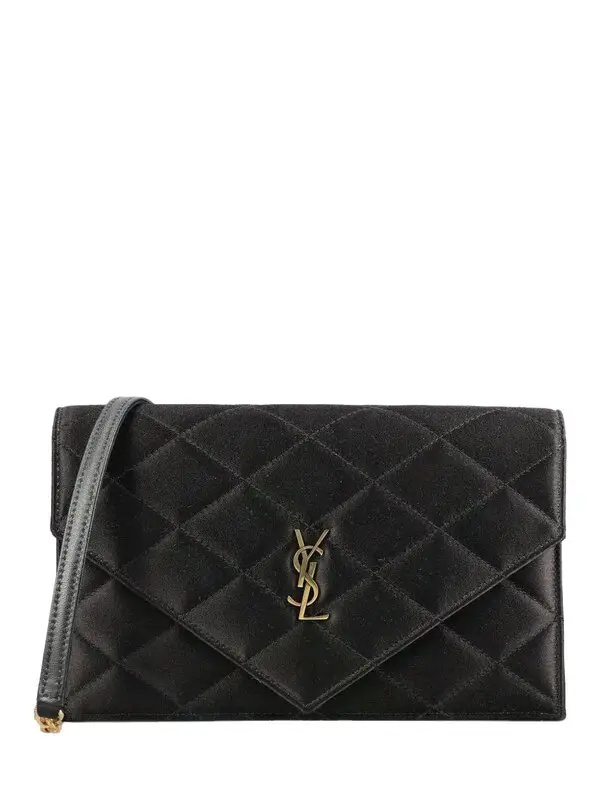 Saint Laurent Paris Chain Wallet In Satin - Black