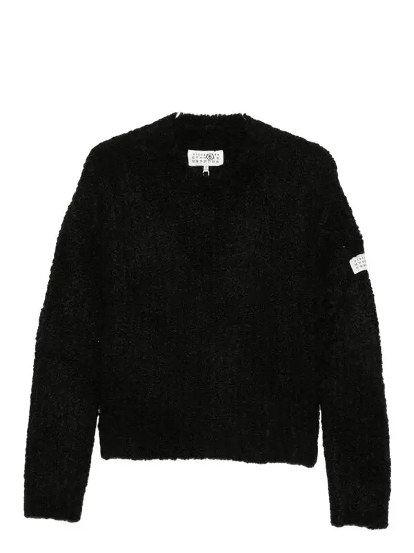 MAISON MARGIELA Textured Logo Patch Sweater - Black