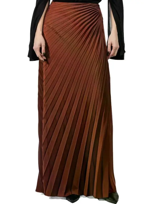 A.L.C. Pleated Maxi Straight Skirt - Brown