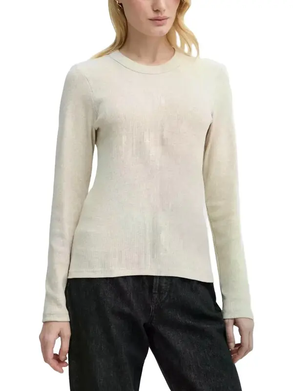 Ba&sh Ribbed Embroidered Long Sleeve T-shirt - Neutrals