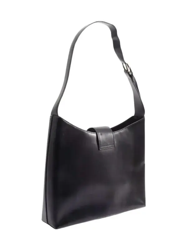 FERRAGAMO 2010s Gancini-buckle Leather Shoulder Bag - Black