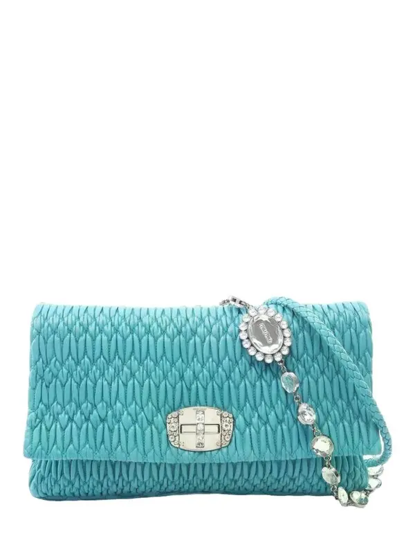 Miu Miu 2000s Matelassé Leather Shoulder Bag - Blue