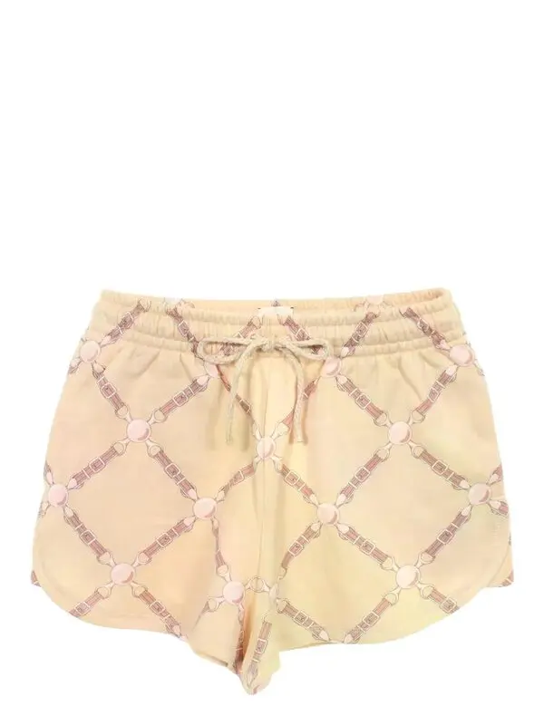 Hermès 2010s Bridle Print Elasticated Waist Shorts - Neutrals