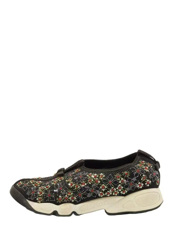 Dior Fusion Crystal Embellished Floral Sneakers - Black